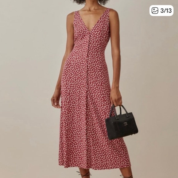 Reformation | Dresses | Reformation Red And White Floral Maxi Dress ...